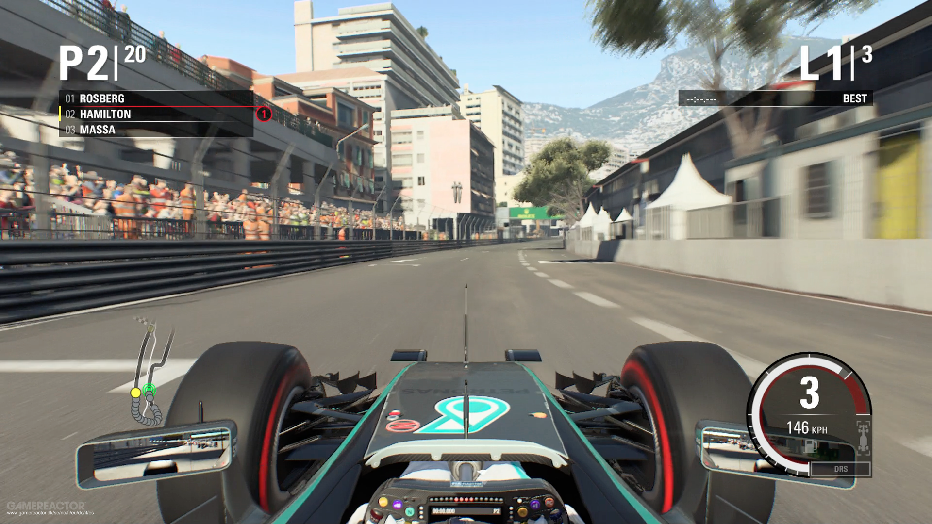 Gameplay aus F1 2015 mit Hamilton im Mercedes F1 W06 Hybrid