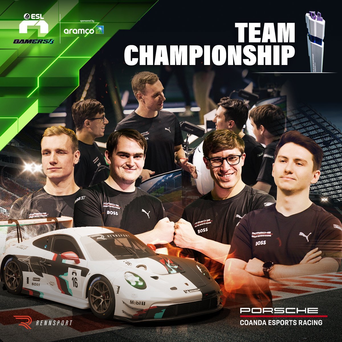 Das Porsche Coanda Esports Racing Team ist der Sieger der ESL R1 x ...