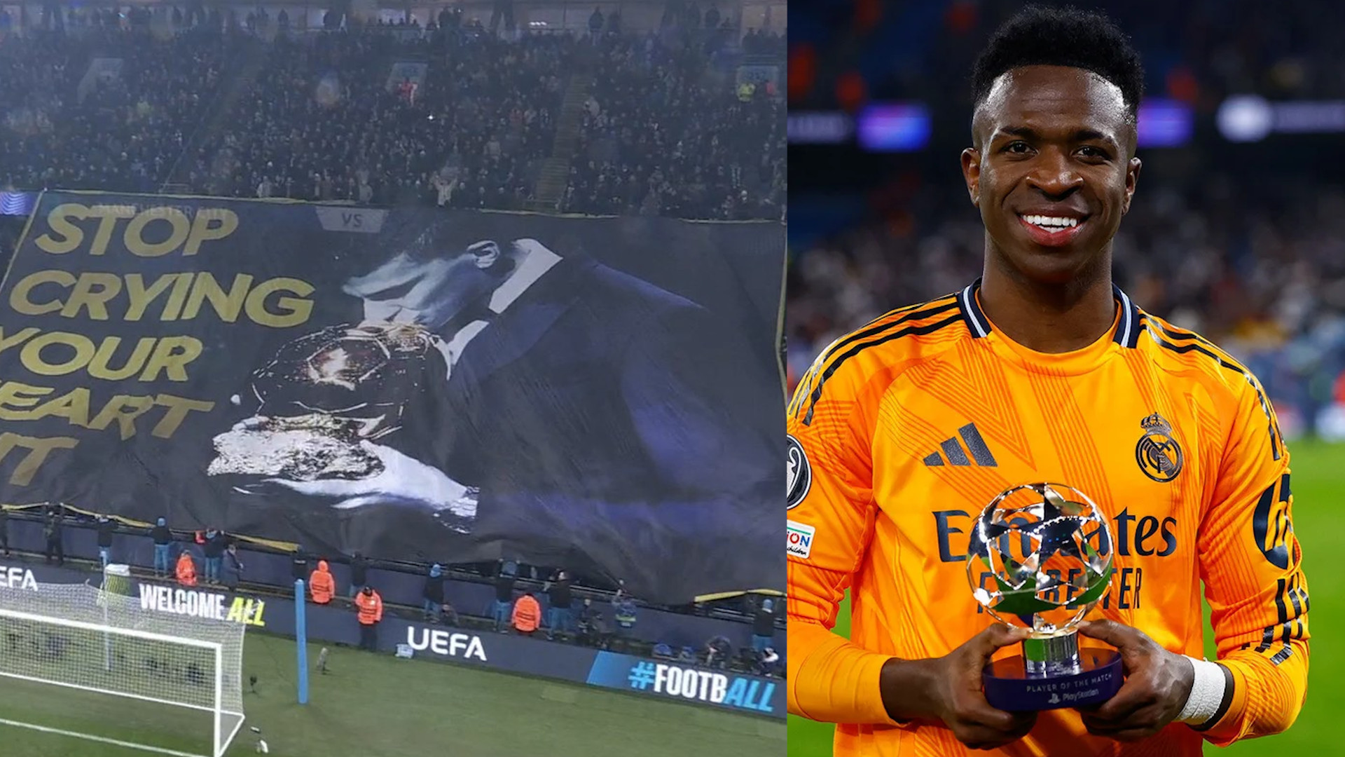 Vinícius Jr. sagt, dass ihm das Banner "Stop Crying Your Heart Out ...